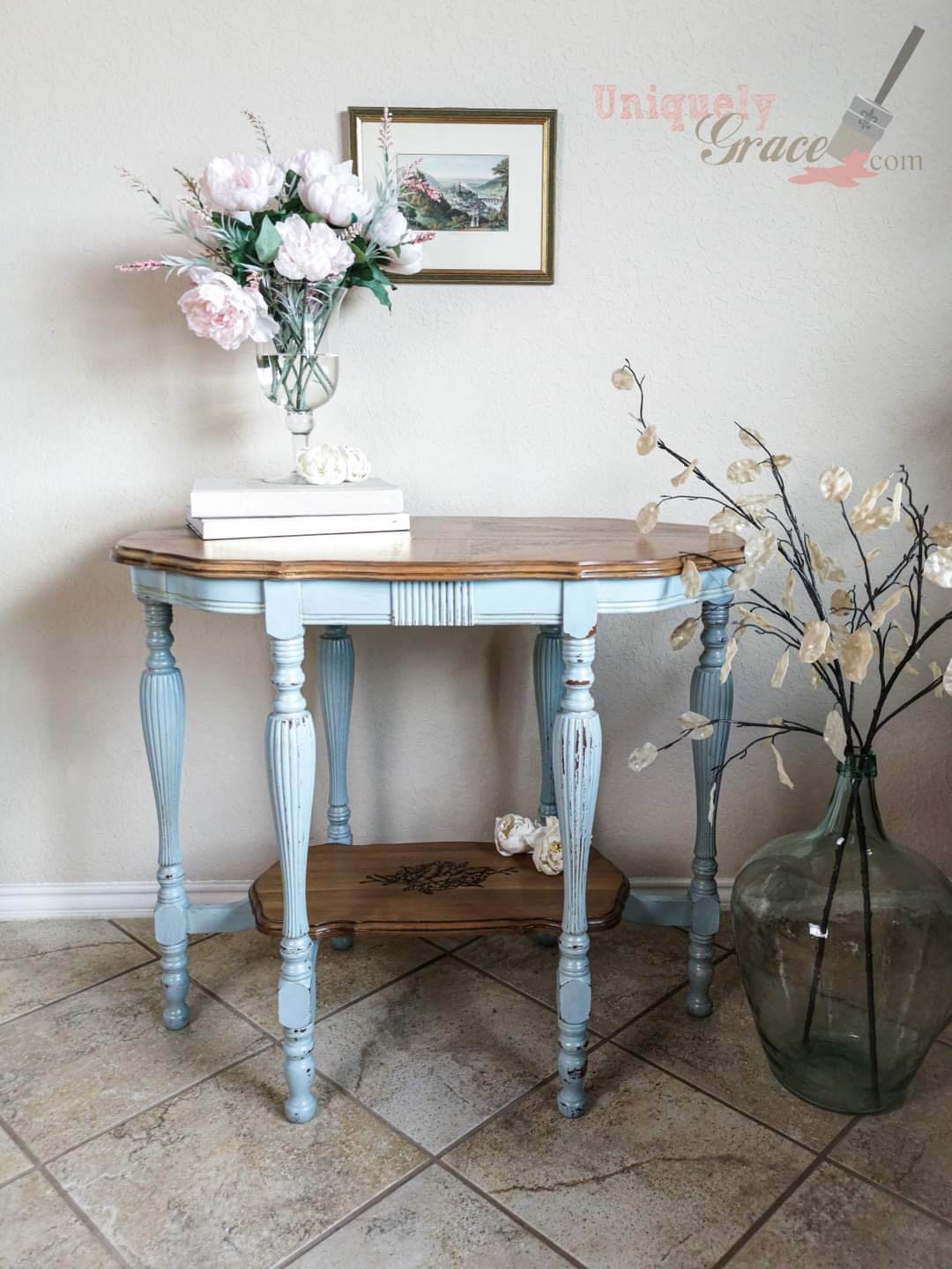 Antique Solid Wood Entryway Table French Country Blue - Etsy