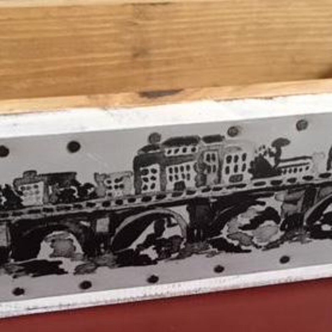 Wooden Box Embellished With Original Lithograph Plate, "bridges in Roma ...