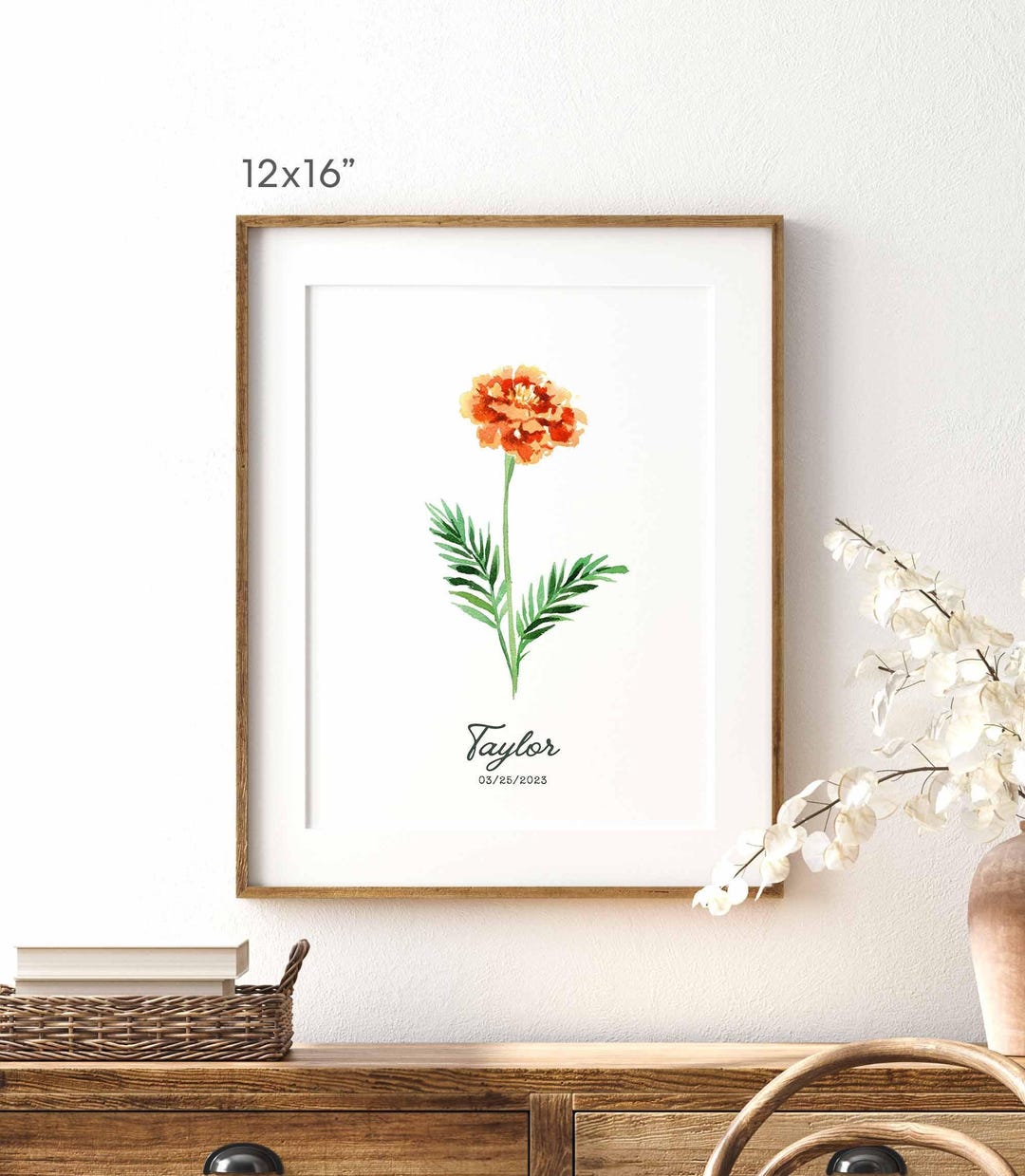 Personalized Birth Flower Art Print: Custom Watercolor Family Keepsake ...