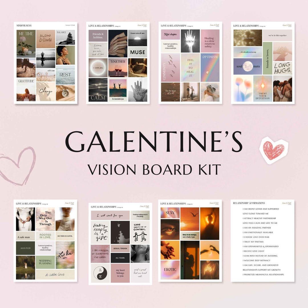 Galentine’s Day Printable Vision Board, Girls Night Activity, Self Love ...