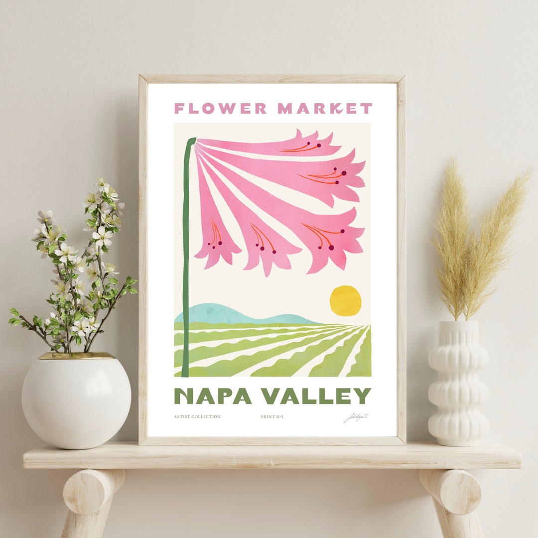 Napa Valley Travel Poster Flower Market Print Wall Art Napa Art Print ...