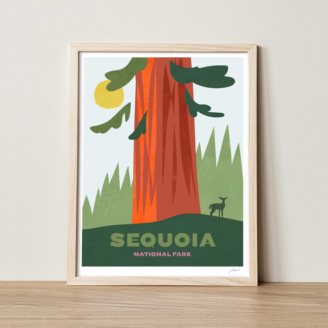 Sequoia National Park Poster Camping Room Decor Forest Adventure Decor ...