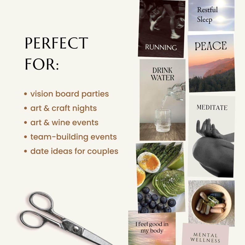 Health & Wellness Vision Board Kit – Printable Collage (digital ...
