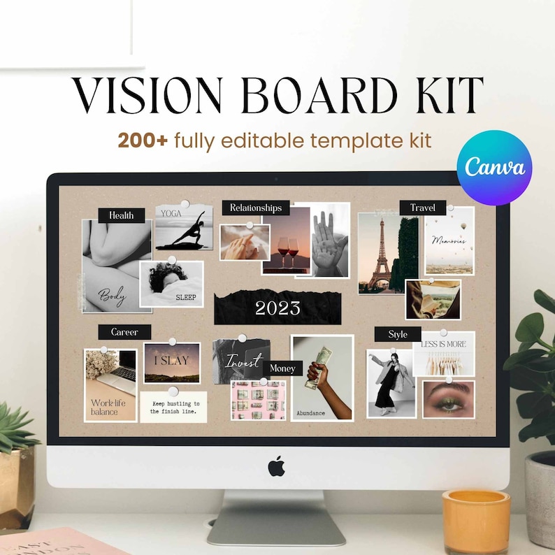 Digital Vision Board Kit: Canva Template With 200+ Graphics (digital ...
