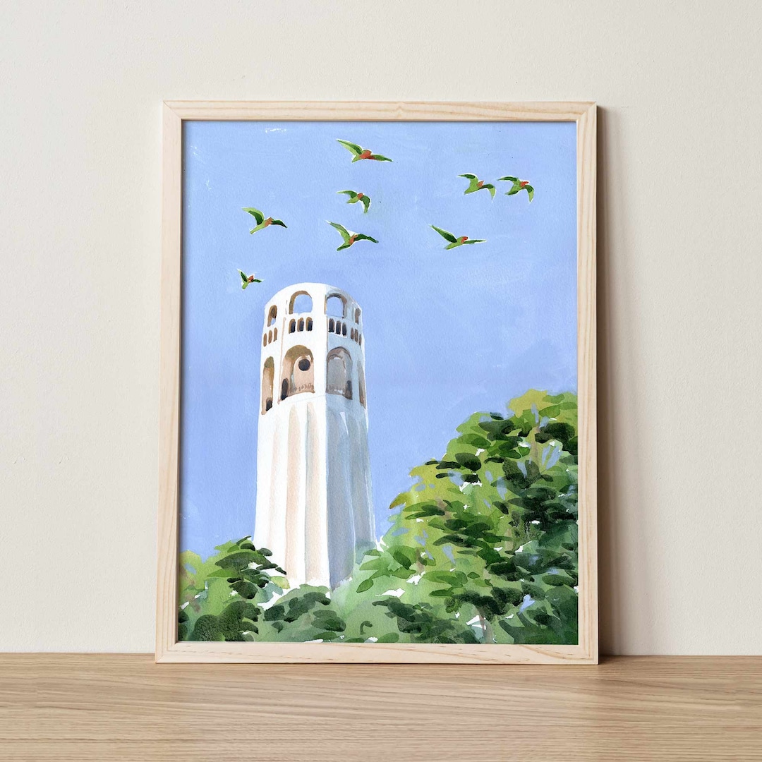 Coit Tower Watercolor Art Print: San Francisco Skyline, Telegraph Hill ...