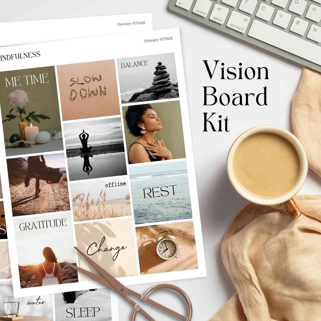 Boho Vision Board Collage Kit Printable 2024 Vision Board Party Kit ...