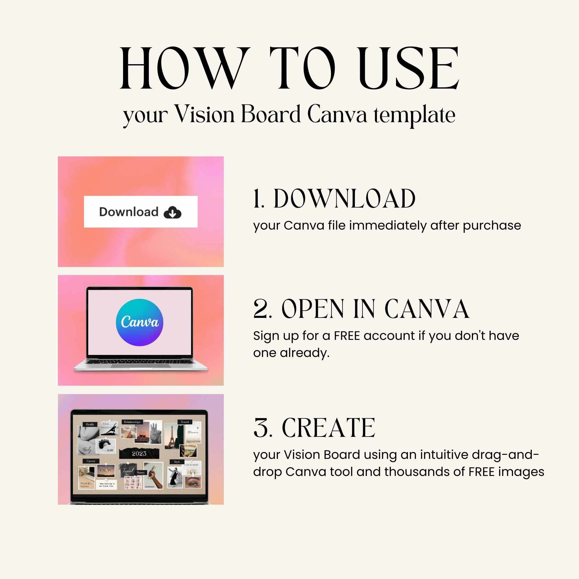 Canva Vision Board Template 2025, Digital Mood Board (digital Download ...