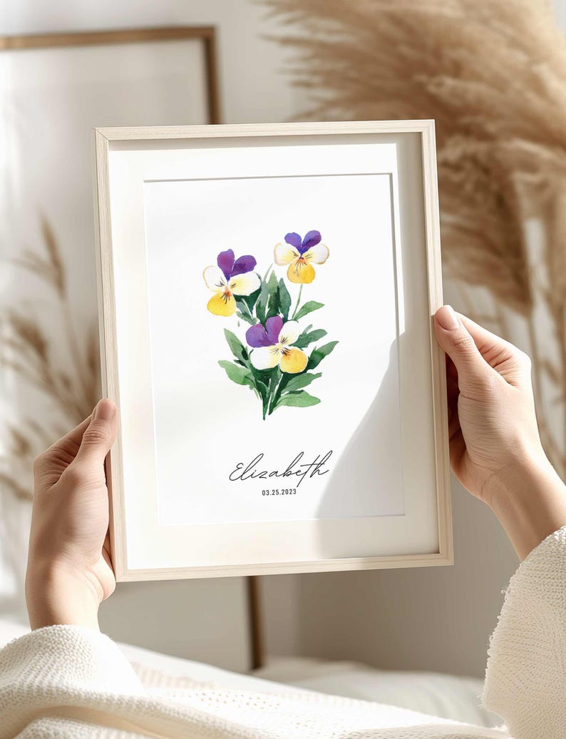 CUSTOM - Birth Flower Hand-painted Watercolor Artwork - Etsy