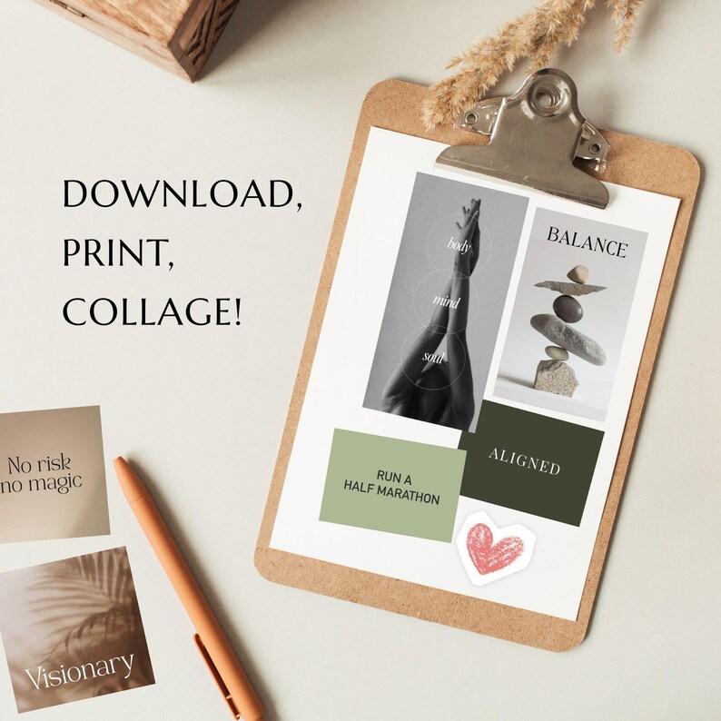 Health & Wellness Vision Board Kit – Printable Collage (digital ...
