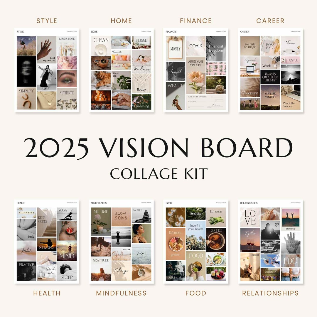 2025 Vision Board Printables, Mood Board Kit, Digital Vision Board ...