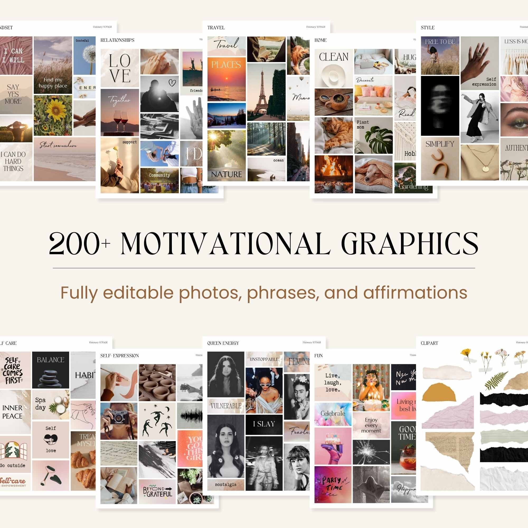 Digital Vision Board Kit: Canva Template With 200+ Graphics (digital ...