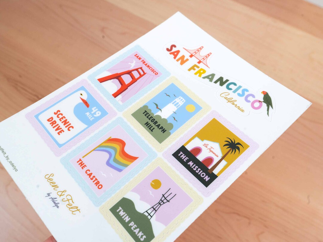 San Francisco Sticker Sheet Golden Gate Bridge Sticker Set San - Etsy