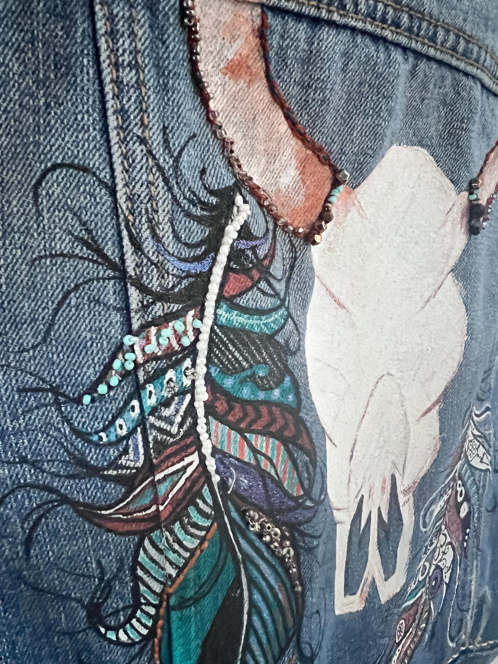 One-of-a-kind Design, Stunning Custom Jean Jacket Featuring a Hand ...