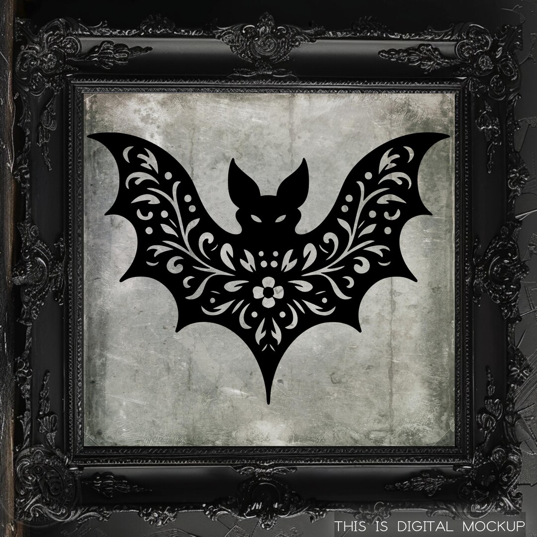 Floral Bat Decal – Gothic Boho Bat Vinyl Sticker, Lacy Bat Wings ...