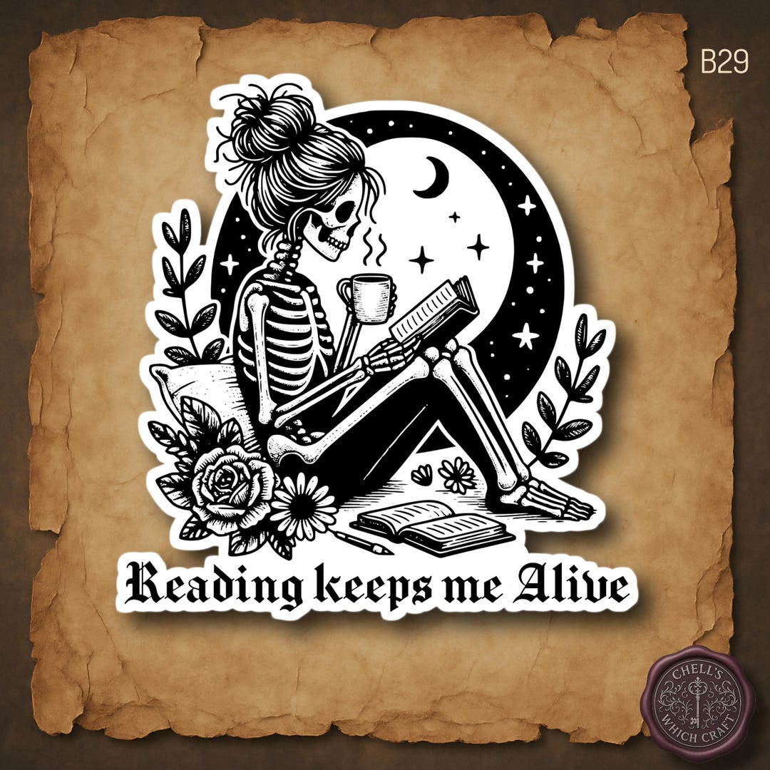 Gothic Skeleton Sticker Dark Academia Bookish Introvert Spooky ...