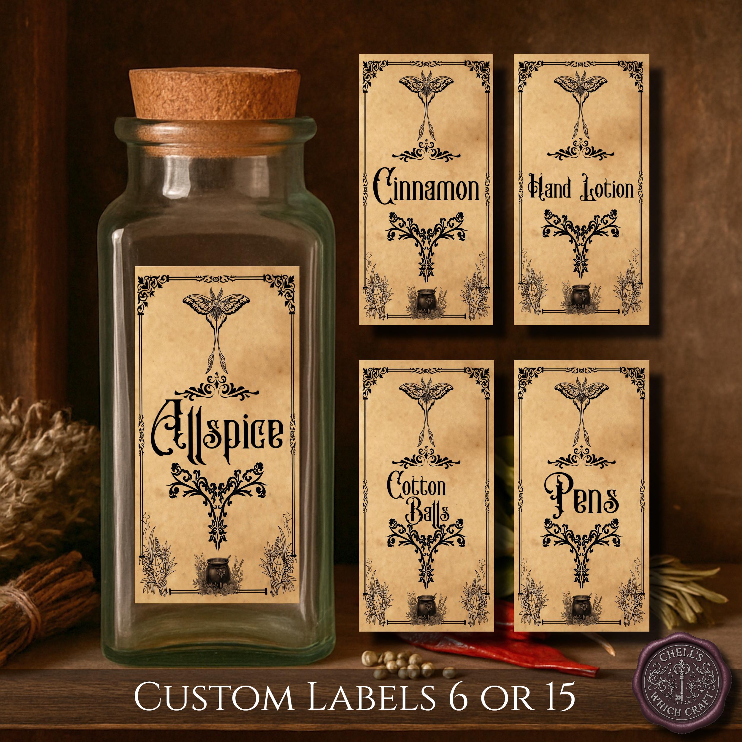 Custom Apothecary Labels, Gothic Jar Stickers for Herbs, Spices, Spell ...