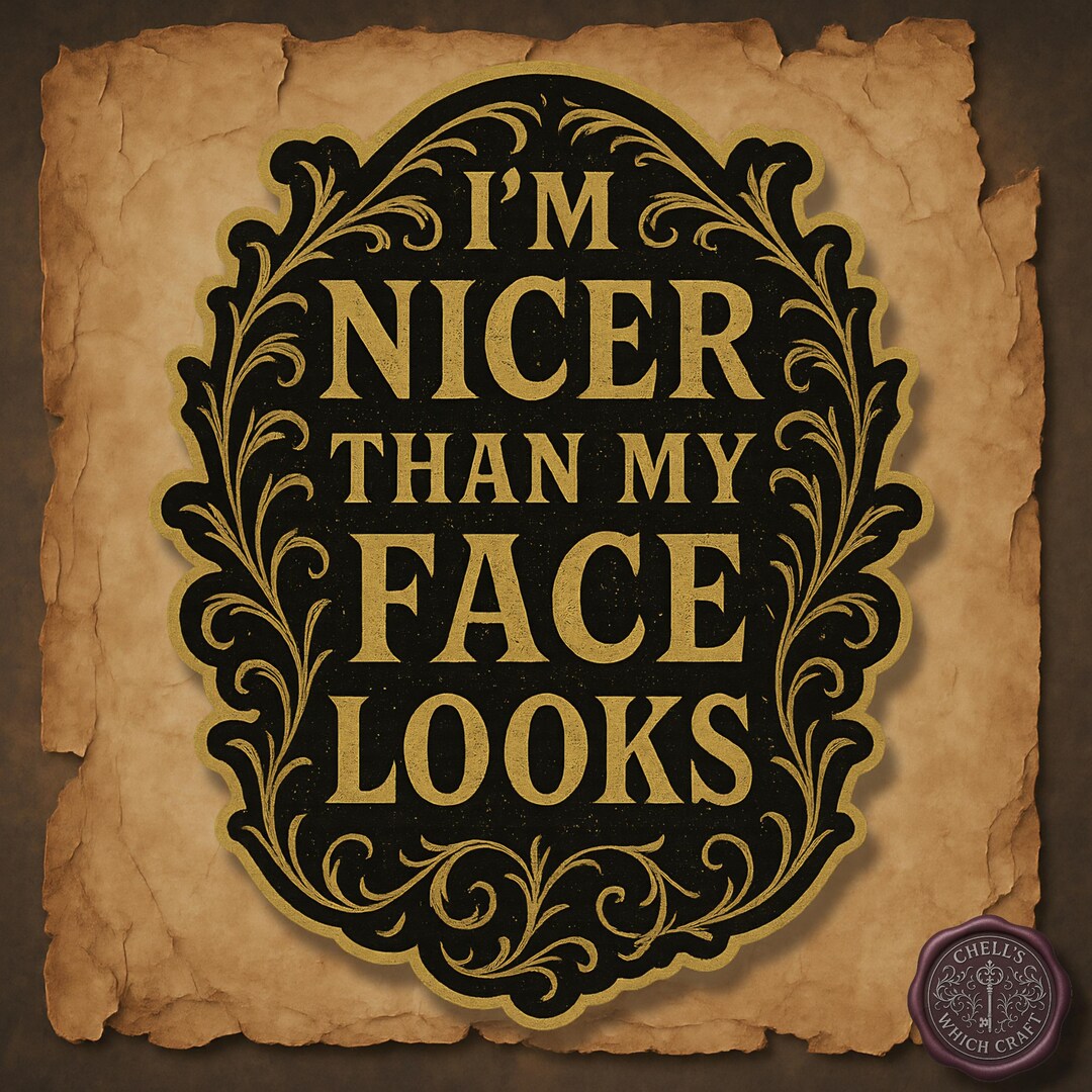 Funny RBF Sticker, I’m Nicer Than My Face Looks, Sarcastic Quote ...