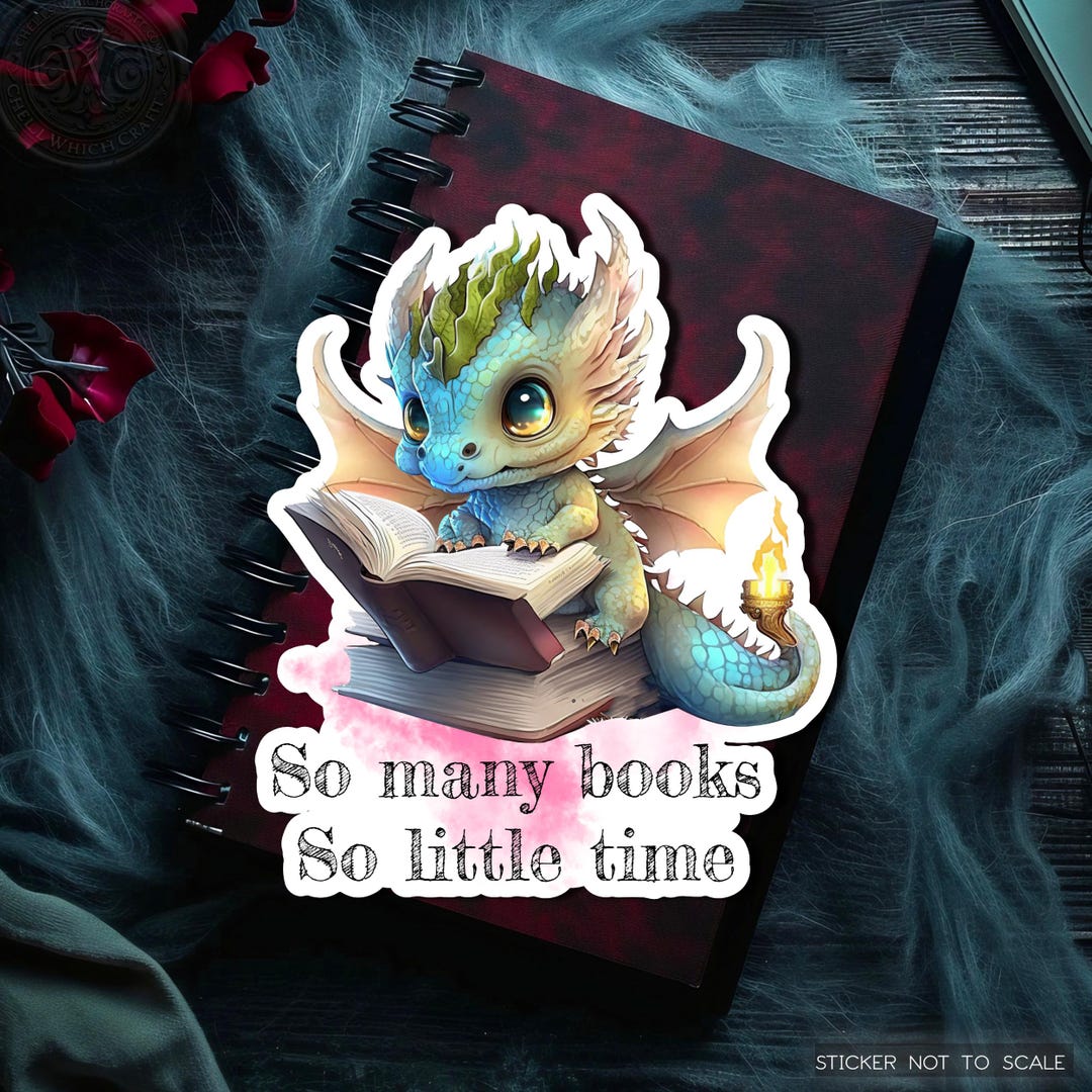 Cute Bookish Dragon Sticker, Bookish Merch, Booktok, Gift for Book ...