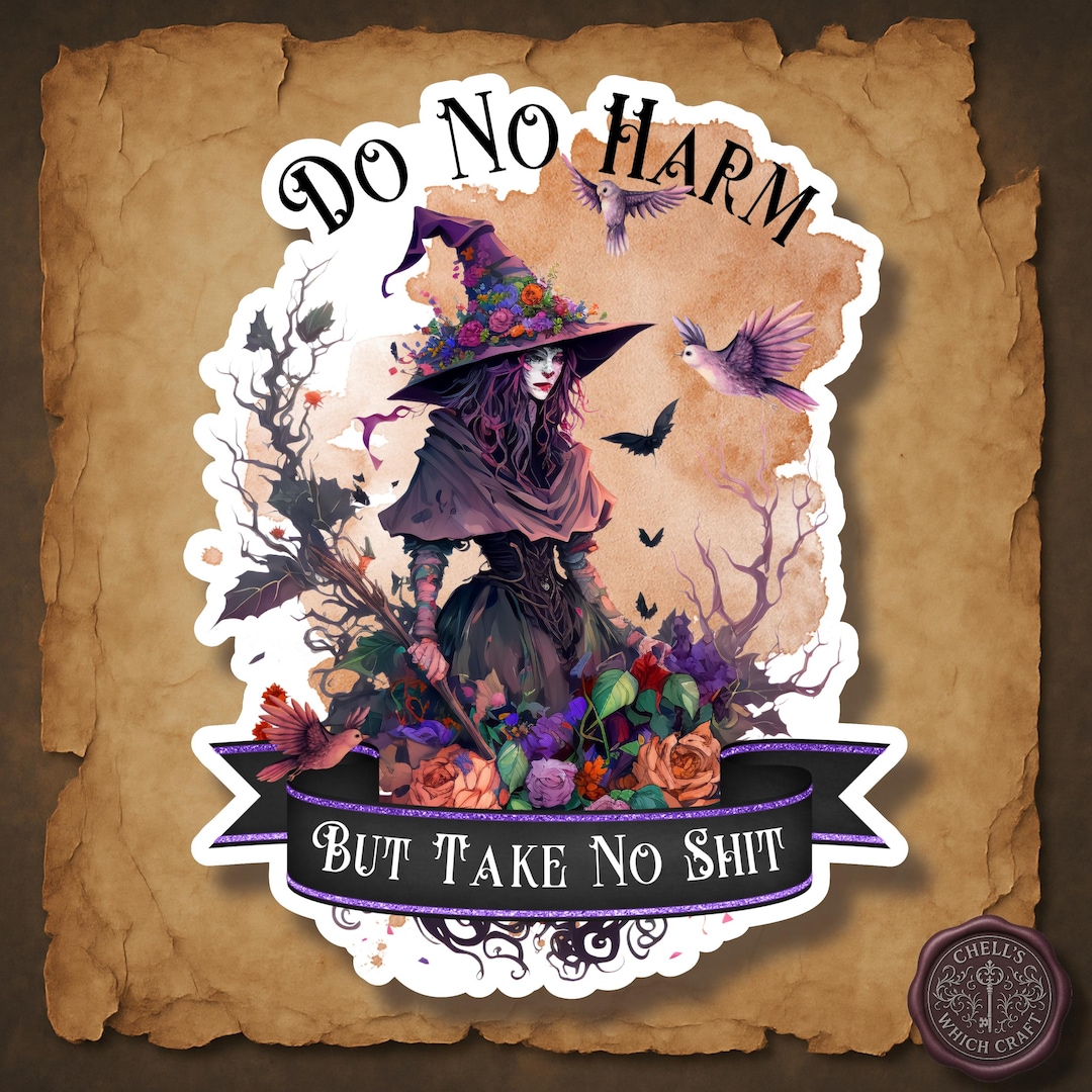 Do No Harm Take No Shit Sticker, Dark Aesthetic Quote, Sassy Witch Gift ...