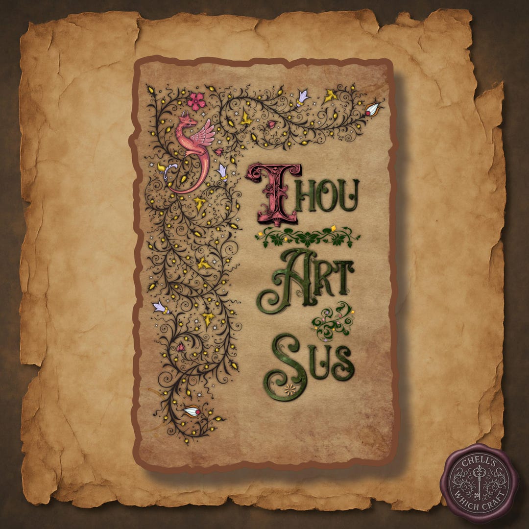 Funny Medieval Sticker, Thou Art Sus Meme, Illuminated Manuscript ...