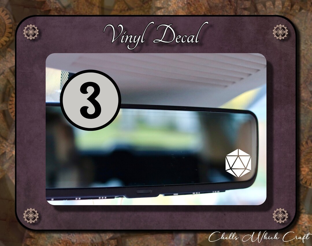RPG Die 20 Rearview Mirror Decals - 3, Gift for Gamers, Minimalistic ...