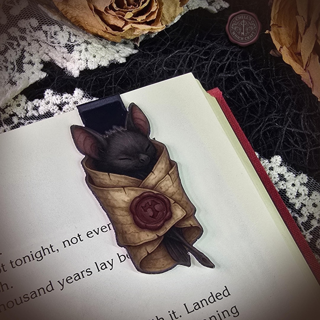 Sleeping Bat Magnetic Bookmark, Gothic Book Lover Gift, Cute Bat ...