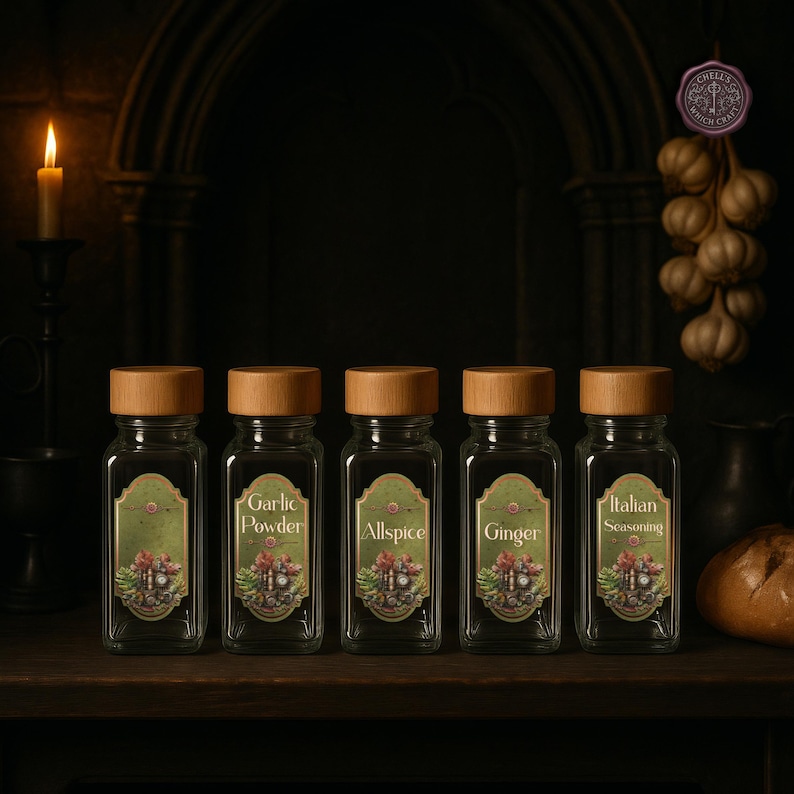 Steampunk Apothecary Spice Labels (1"x2"), Gothic Kitchen Jar Stickers ...