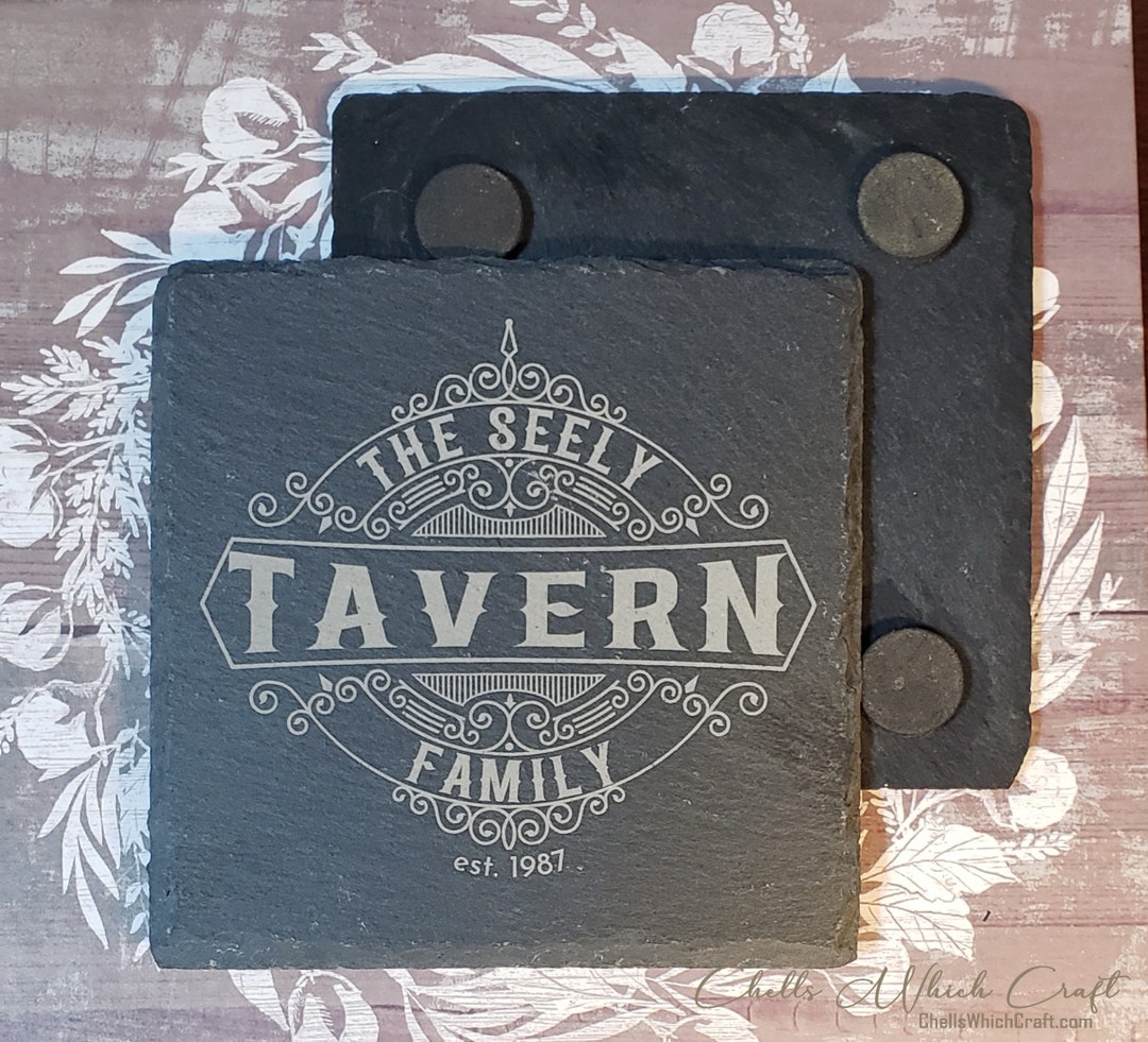 Custom Square Slate Coaster, Etched Stone, Tavern Coaster, Housewarming ...