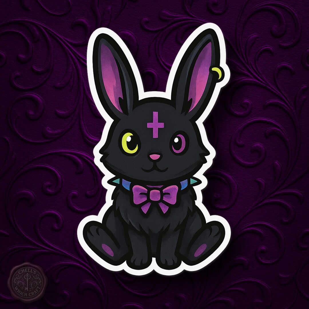 Goth Bunny Sticker, Pastel Goth Rabbit, Creepy Cute Bunny, Kawaii ...