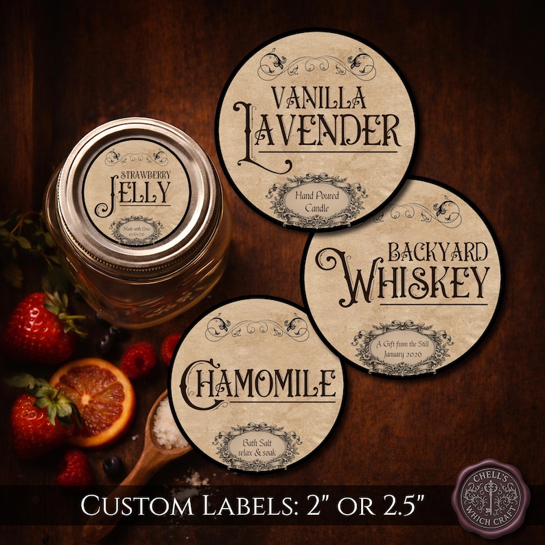 Custom Jar Labels, Rustic Moonshine Style, Apothecary Canning, Mason ...