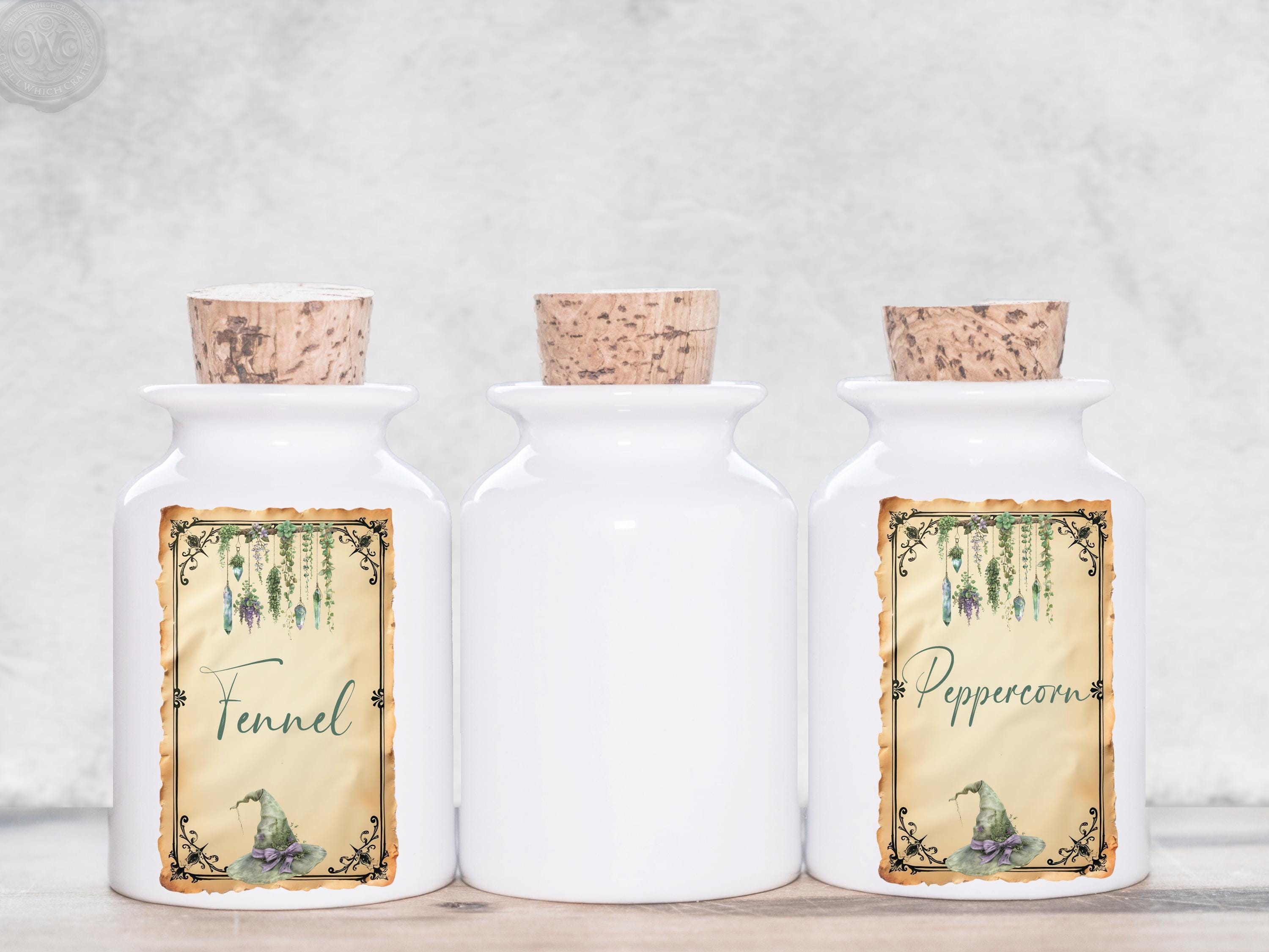 Witchy Spice Labels 20/40 Stickers, Witch Hat Crystals Herbs ...
