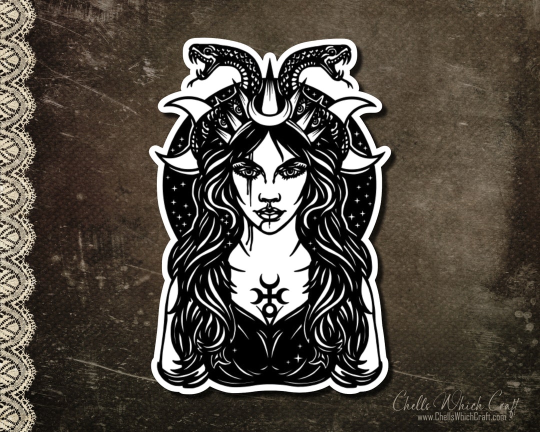 Hecate Black & White Sticker, Goddess of Magic, Witchcraft Stickers ...