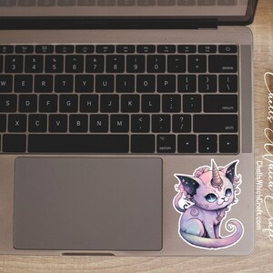 Caticorn Demon Sticker, Glossy Die Cut Sticker, Pastel Goth Demon Cat ...