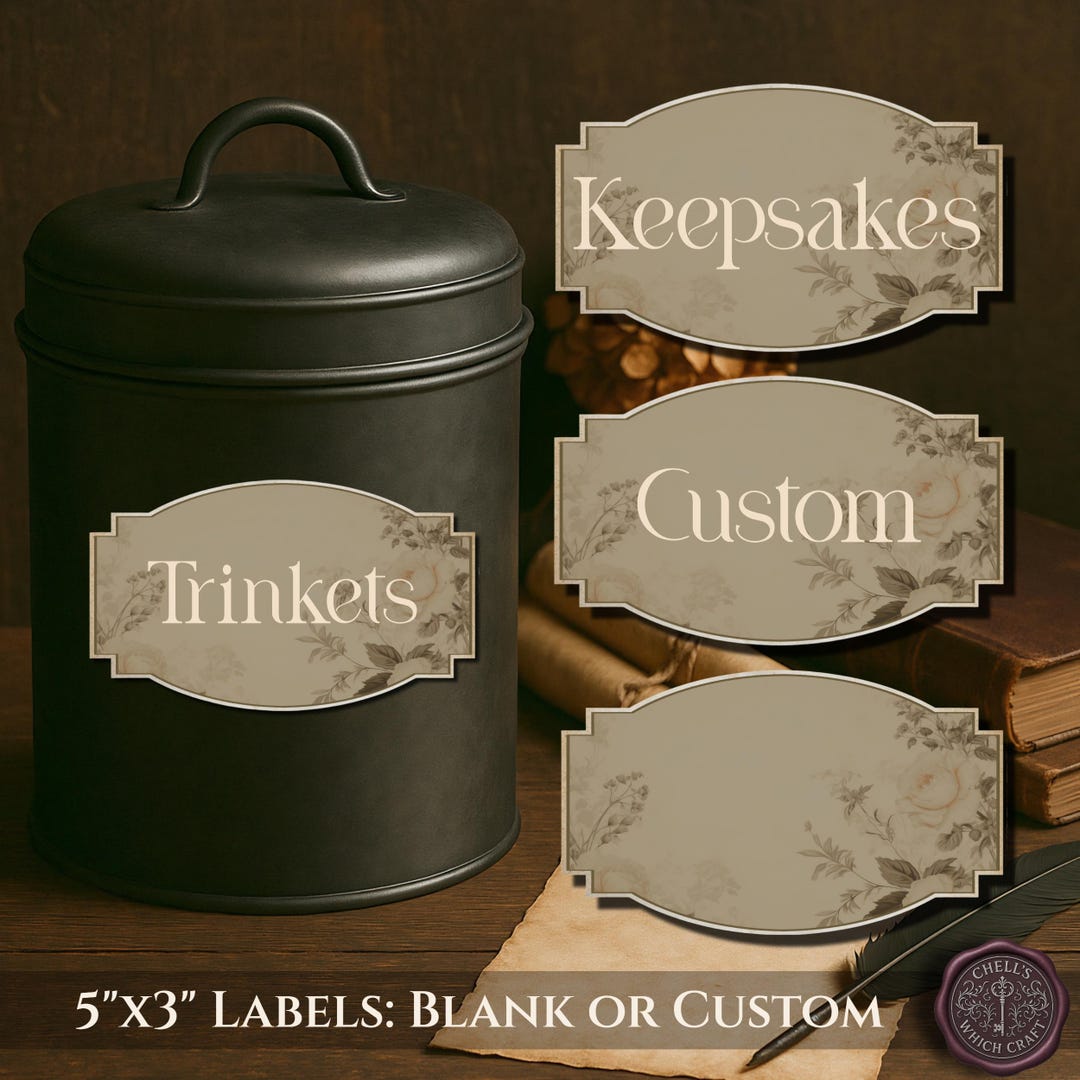 Apothecary Label 5x3 Old World Vintage Floral Design, Custom or Blank ...
