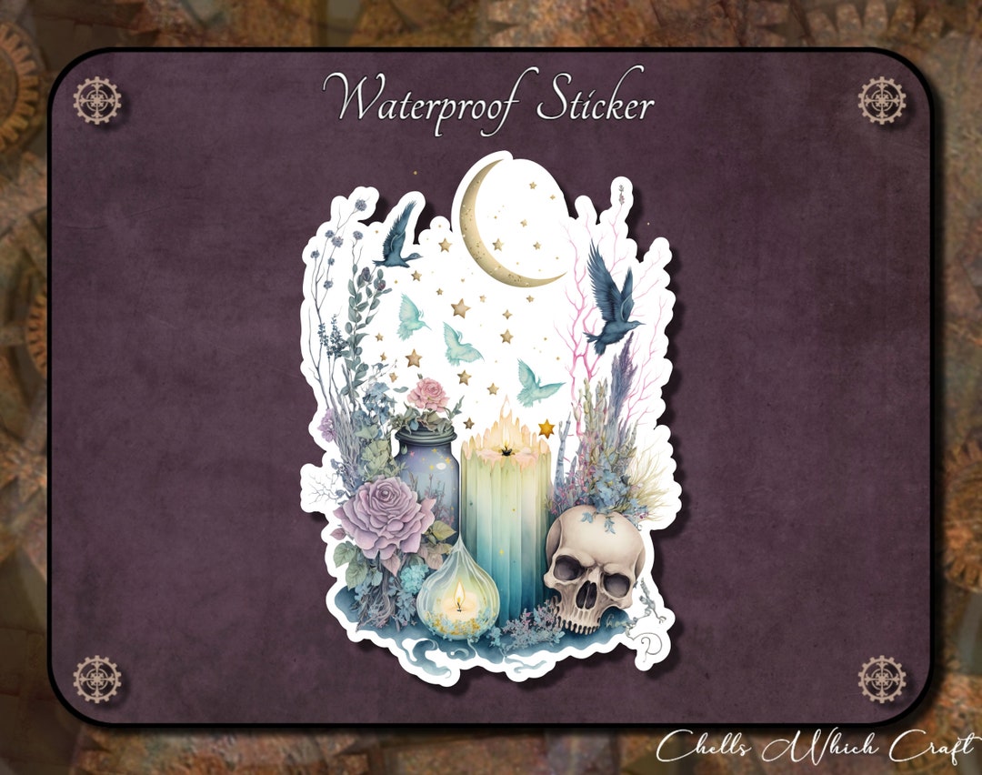 Candle & Skull Sticker, Witch Sticker, Occult Sticker, Holographic ...