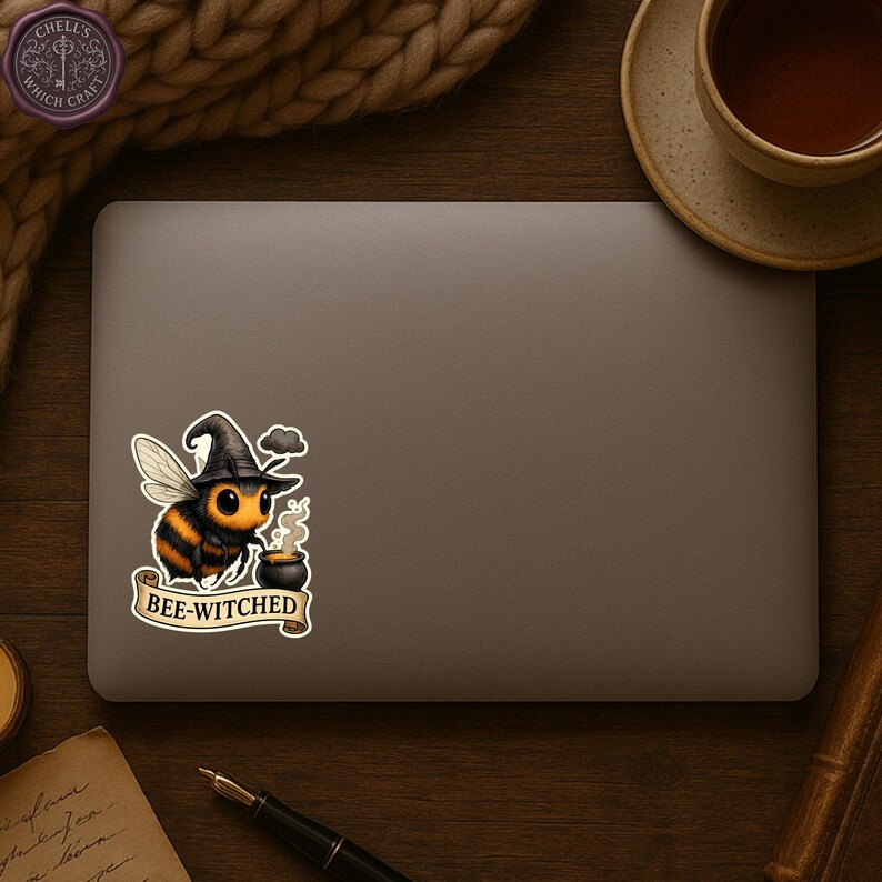 Cute Witchy Bee Sticker, Bee-witched Sticker, Gothic Insect Art, Funny ...