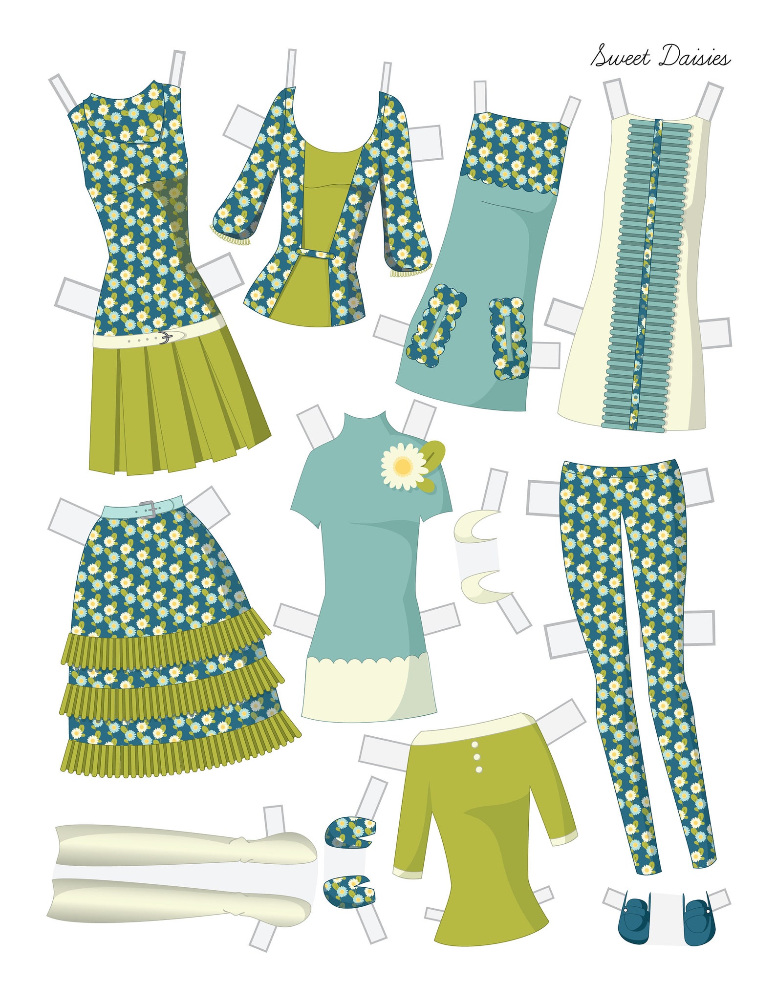 Build Your Own Set Instant Download Paper Doll Wardrobe Sweet Daisies ...