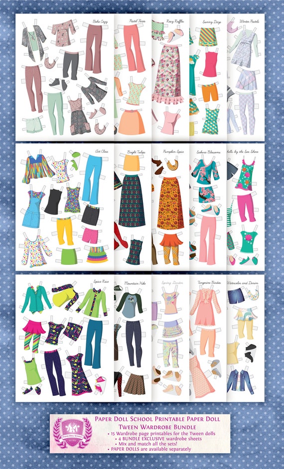 Tween Paper Doll Wardrobe Bundle | Etsy