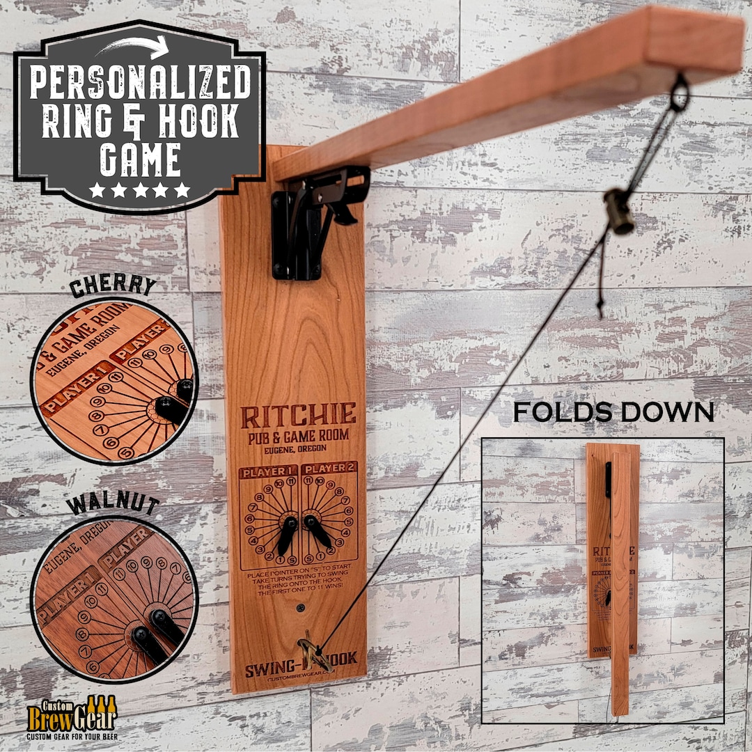 Folding Wall Mount Ring and Hook Game-solid Cherry or Walnut Edition ...