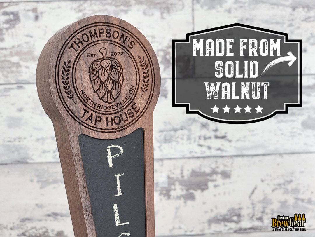 Walnut Custom Beer Tap Handle With Chalkboard Insert, Hop Edition ...