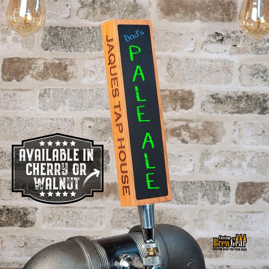 Personalized Tap Handle With Chalkboard-solid Cherry or Walnut - Etsy