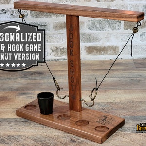 Personalized Ring & Hook Game, Solid Cherry or Walnut Ring Toss Game ...