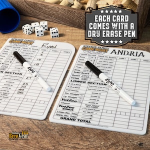 Personalized Dry Erase Dice Game Score Sheet, Used With Yahtzee, Farkle ...