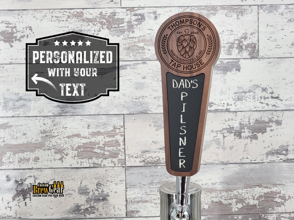 Walnut Custom Beer Tap Handle With Chalkboard Insert, Hop Edition ...