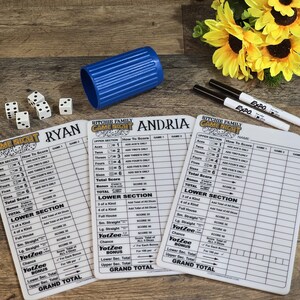 Personalized Dry Erase Dice Game Score Sheet, Used With Yahtzee, Farkle ...
