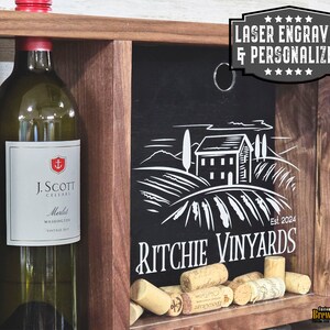 Handcrafted Cherry or Walnut Wood Cork Box Wine Rack With Personalized ...