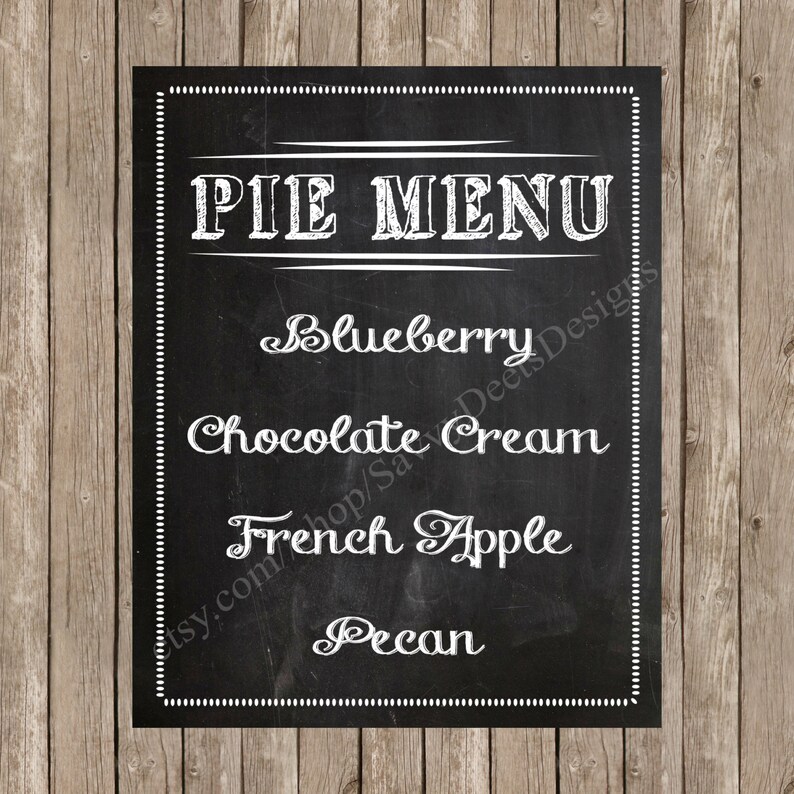 Custom Chalkboard Wedding Pie Station Sign Printable Cupcake - Etsy