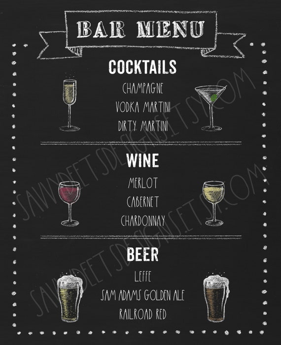 Home & Living Signs Handmade Chalkboard Sign Beer Wine & Cocktail Menu ...