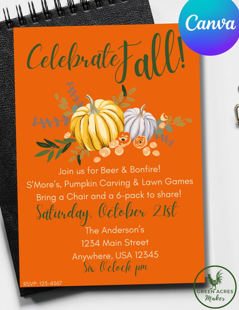Customizable Fall Party Invitation - Celebrate Fall! Customize This ...