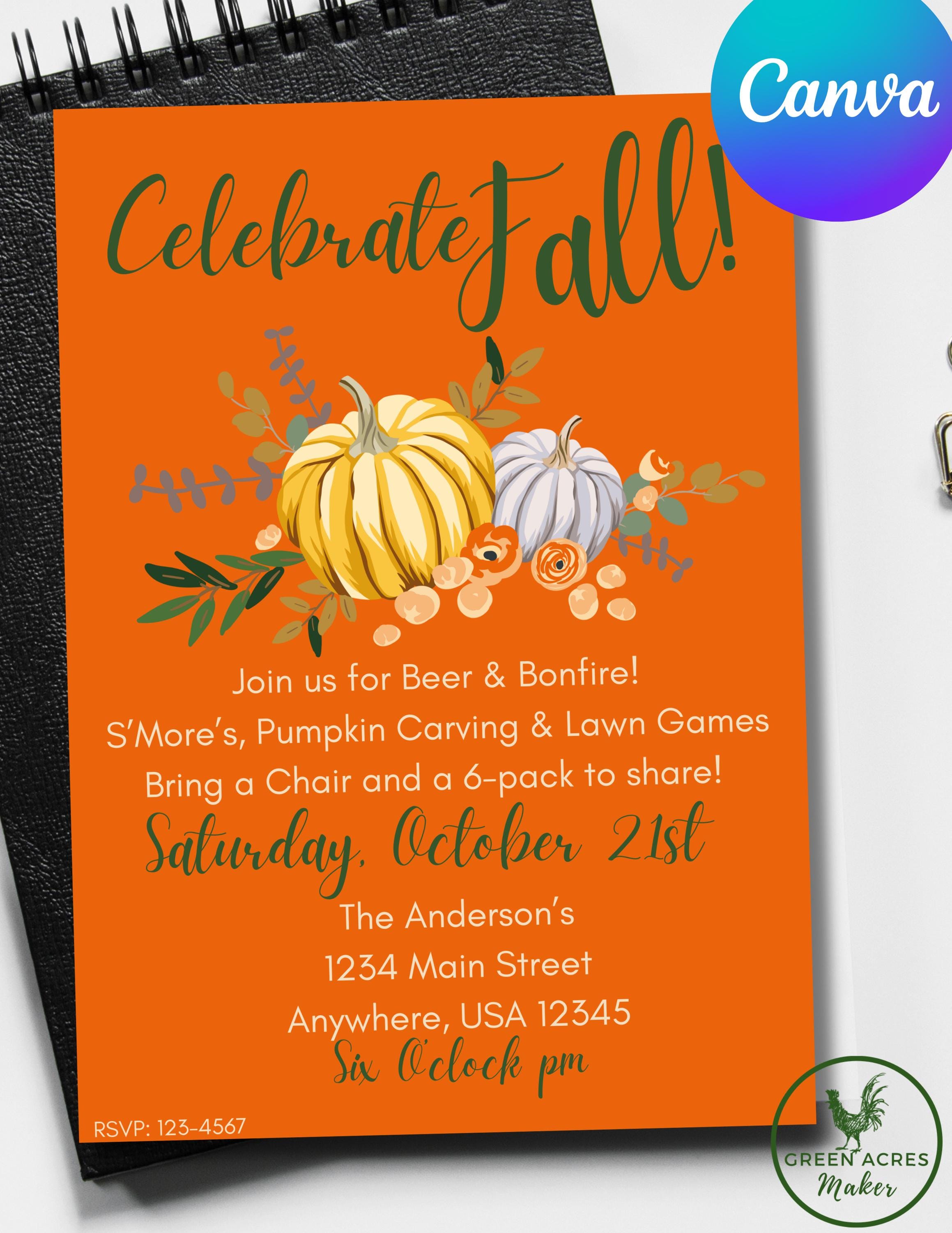Customizable Fall Party Invitation - Celebrate Fall! Customize This ...